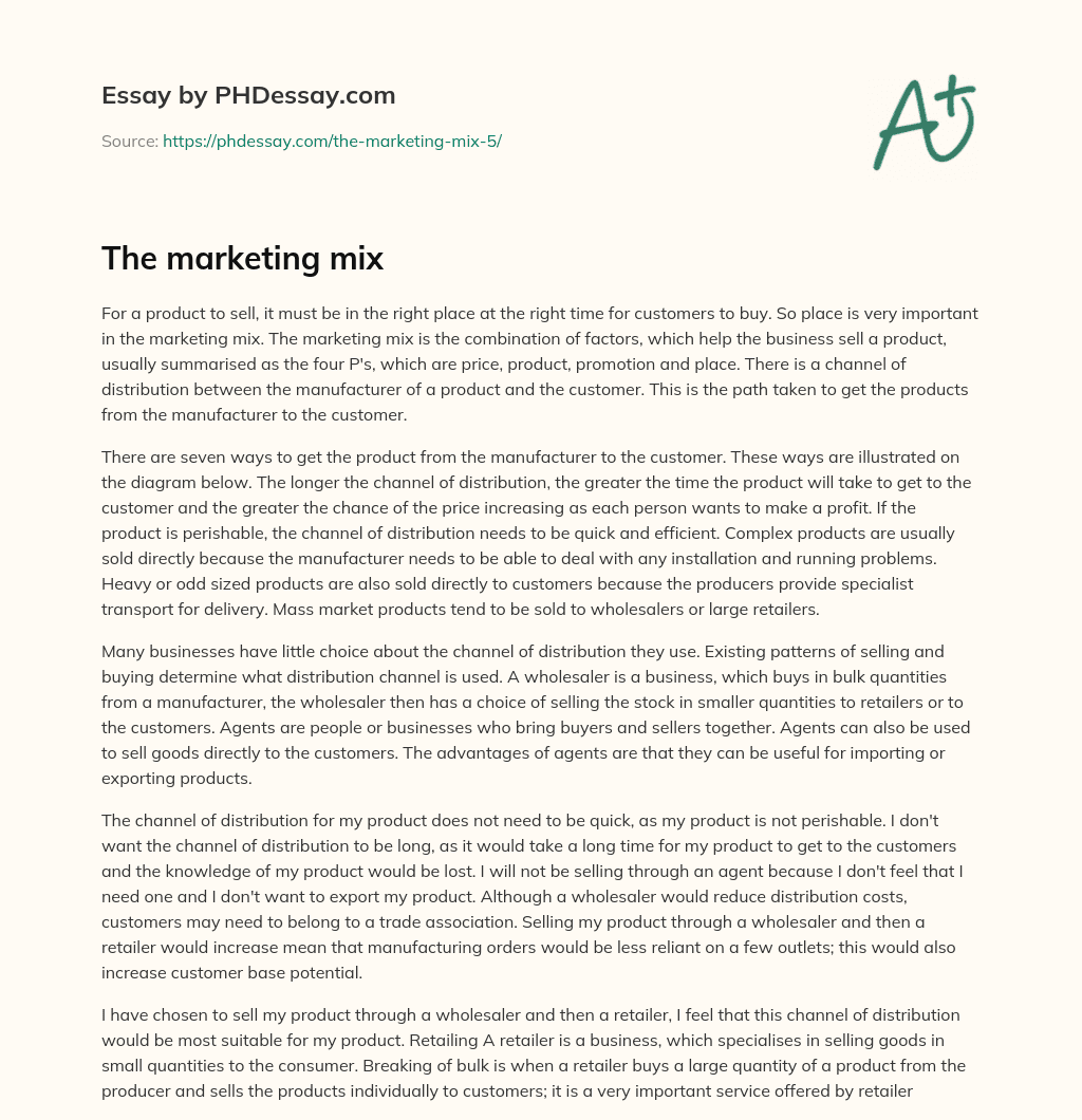 The marketing mix - PHDessay.com