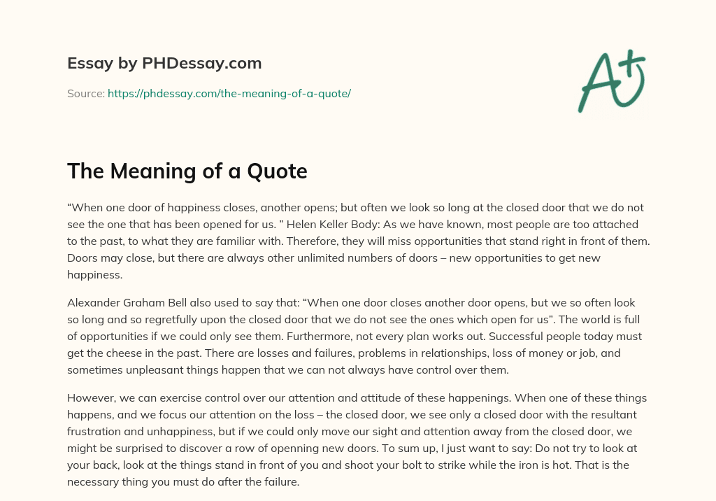 The Meaning of a Quote - PHDessay.com