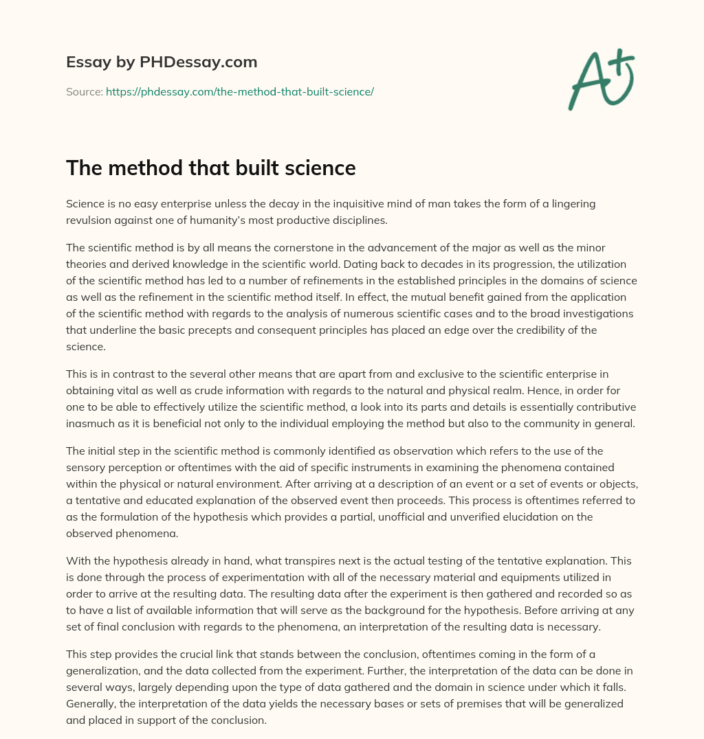 The method that built science - PHDessay.com