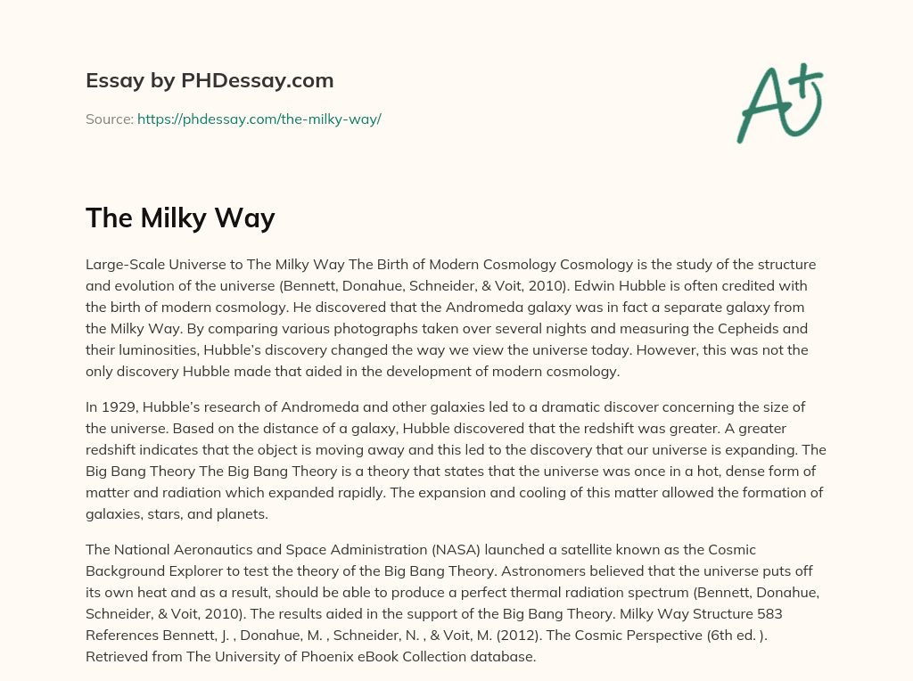 The Milky Way (300 Words) - PHDessay.com