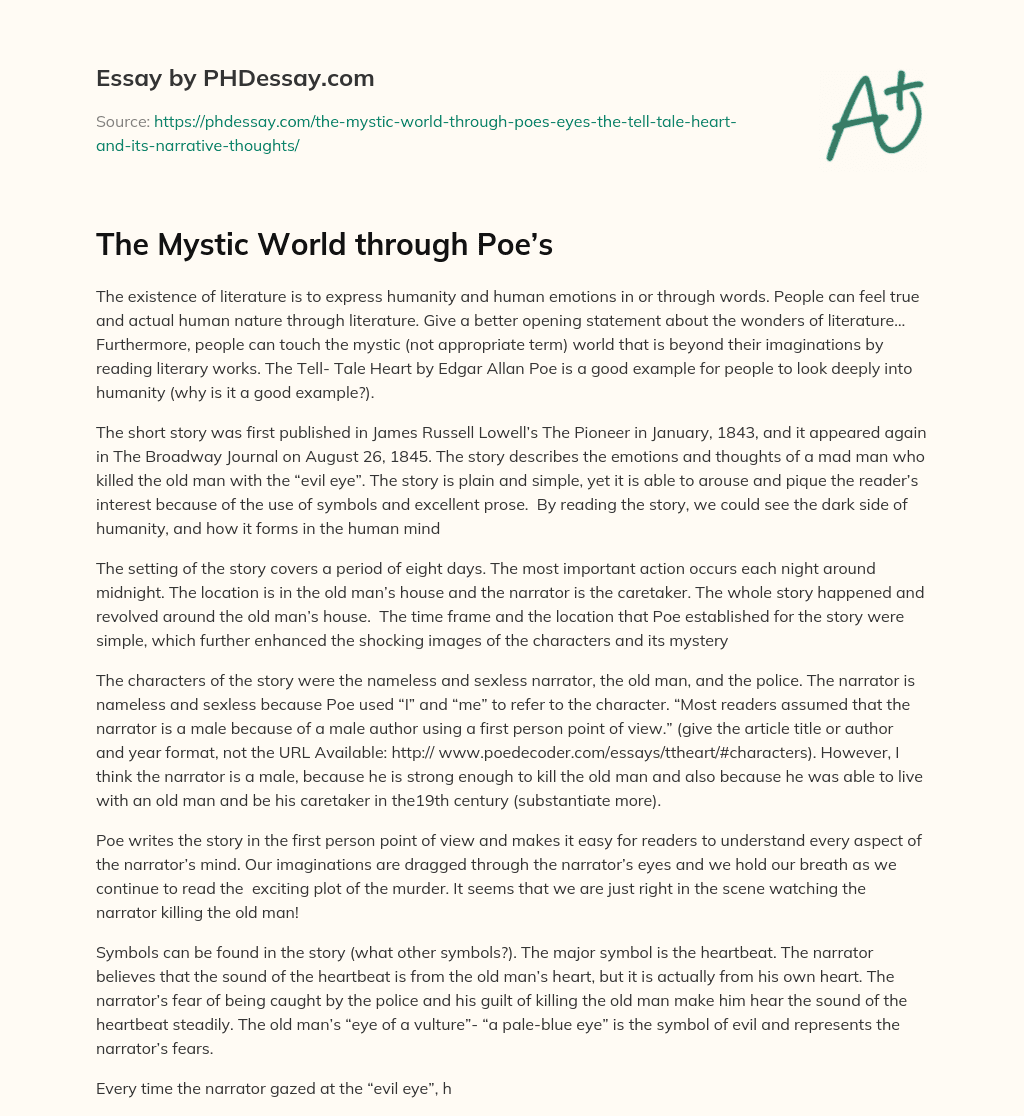 The Mystic World through Poe’s - PHDessay.com