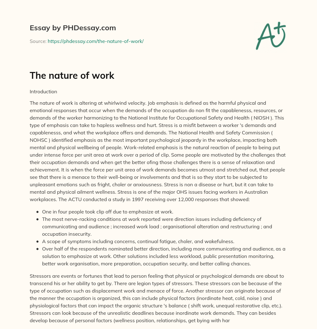 The nature of work - PHDessay.com