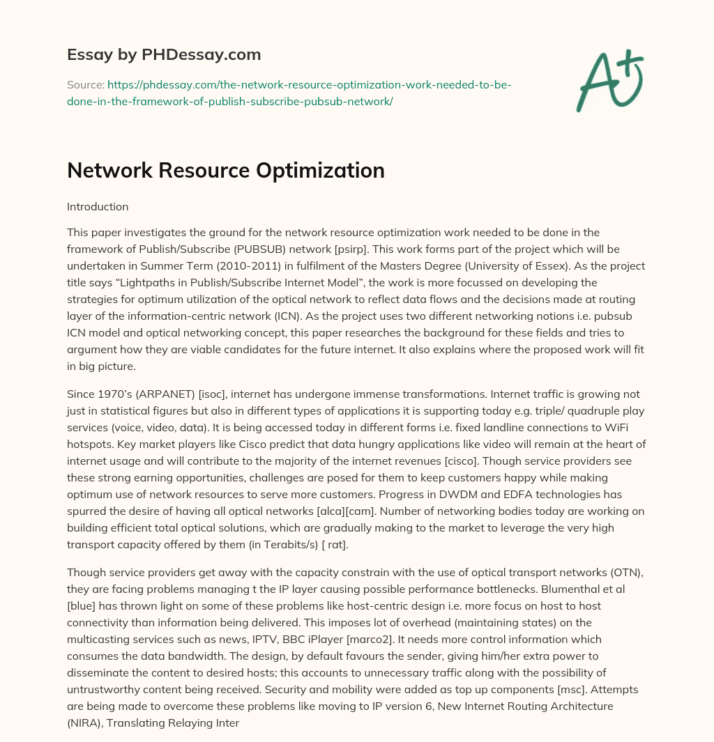 Network Resource Optimization - PHDessay.com
