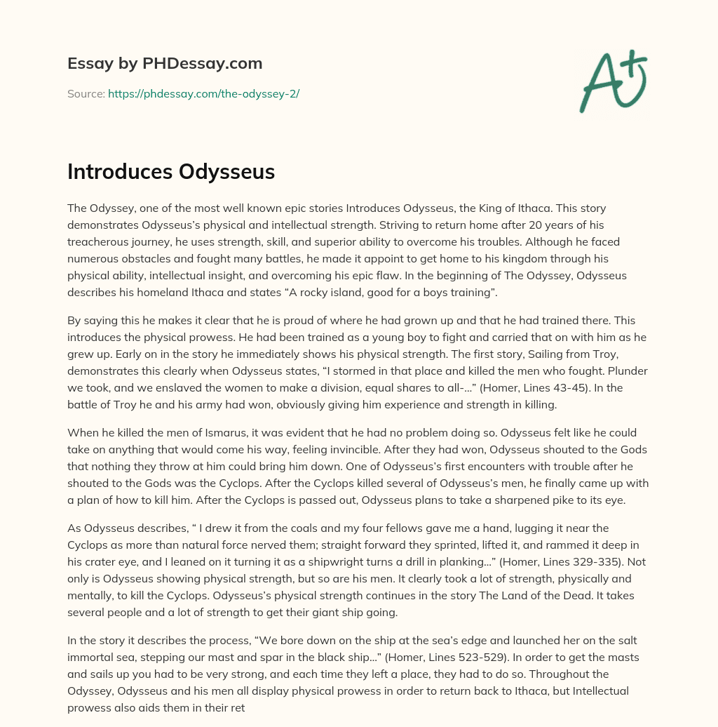 Introduces Odysseus - PHDessay.com