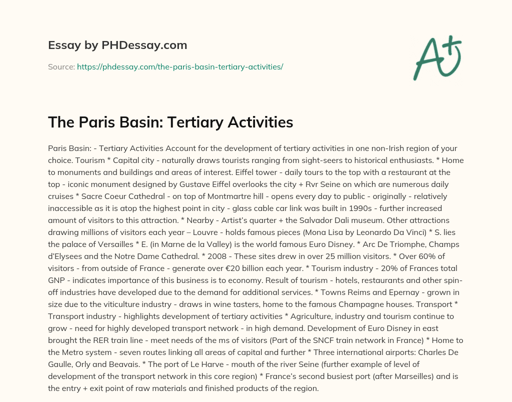 The Paris Basin: Tertiary Activities (400 Words) - PHDessay.com