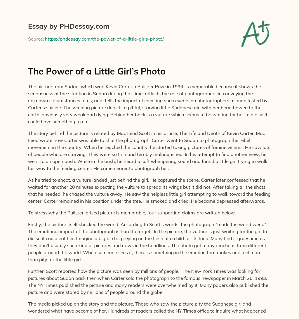The Power of a Little Girl’s Photo - PHDessay.com