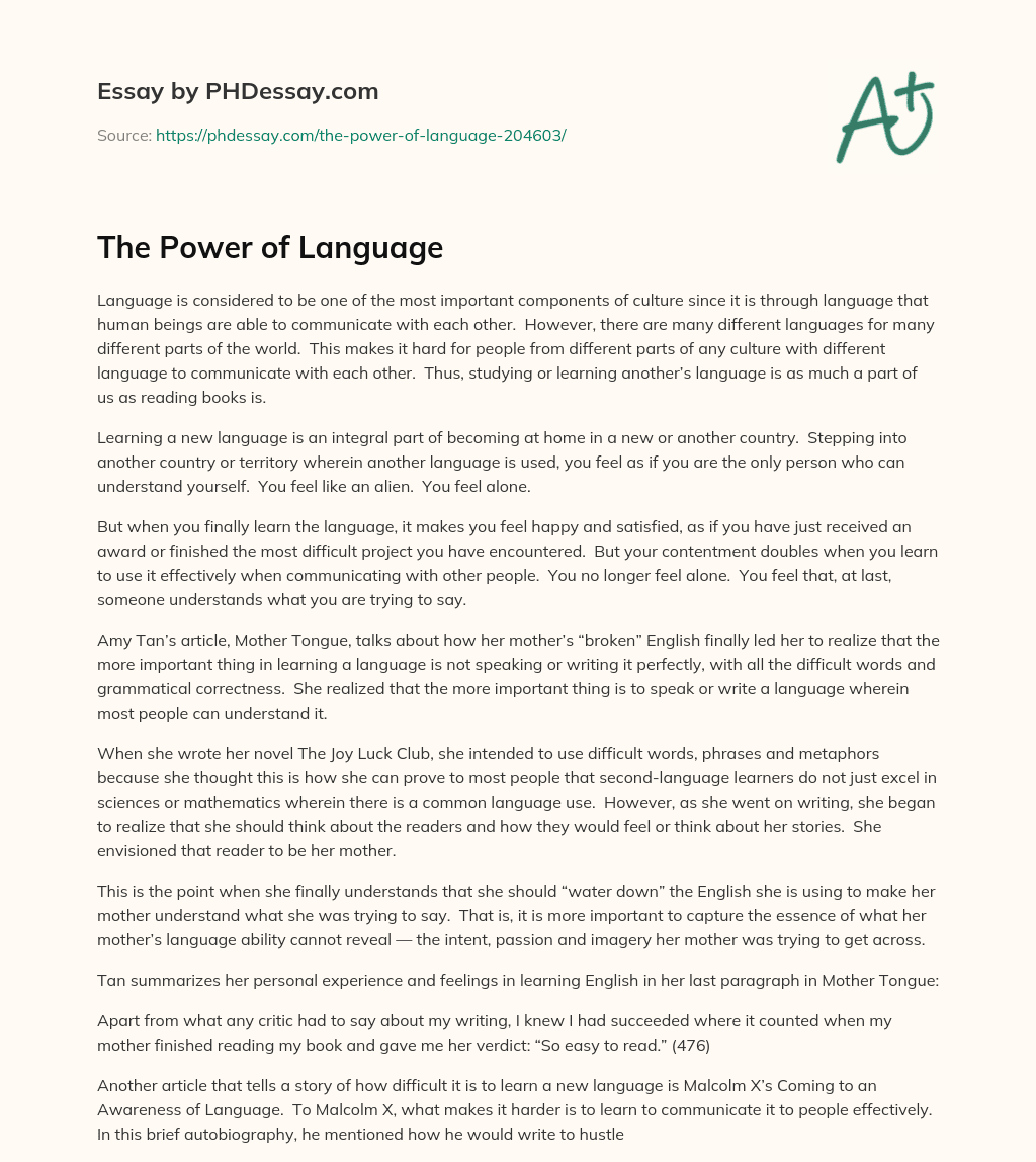 The Power of Language - PHDessay.com