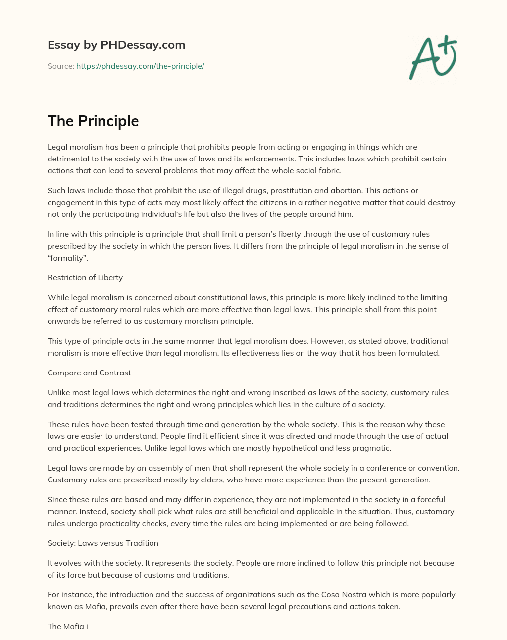 The Principle - PHDessay.com