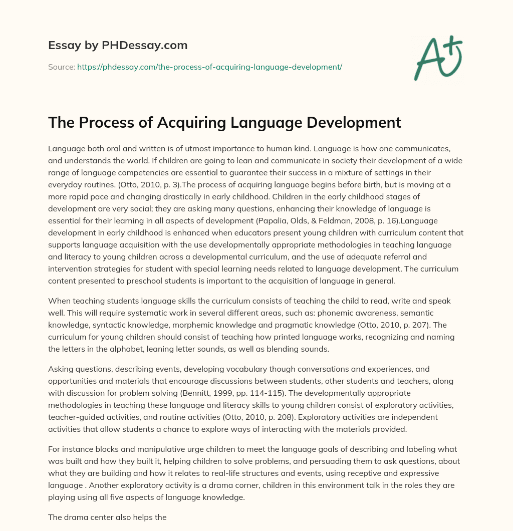 The Process of Acquiring Language Development - PHDessay.com