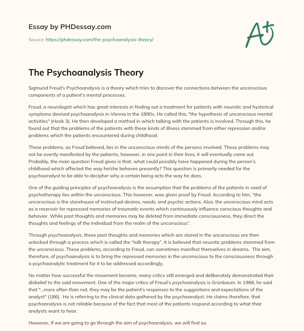 The Psychoanalysis Theory - PHDessay.com