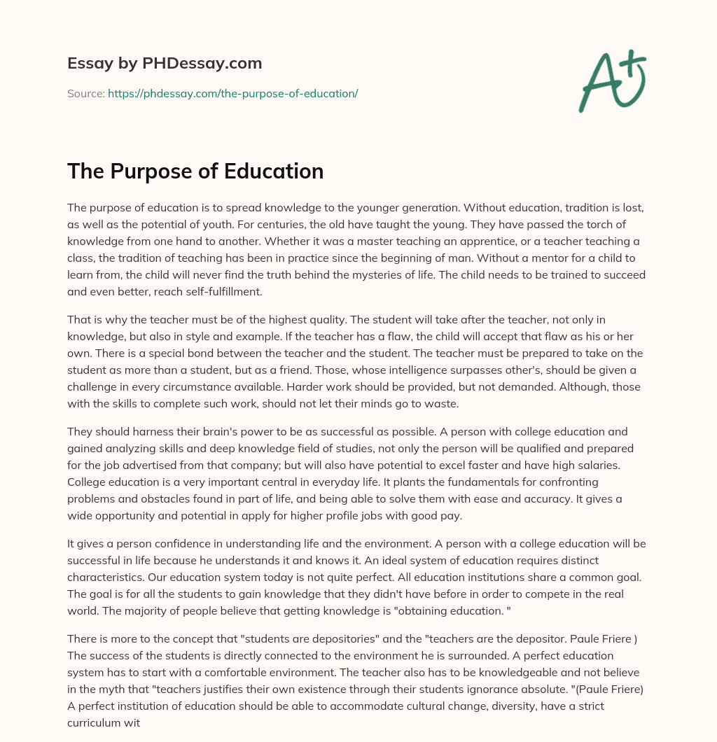 The Purpose of Education - PHDessay.com