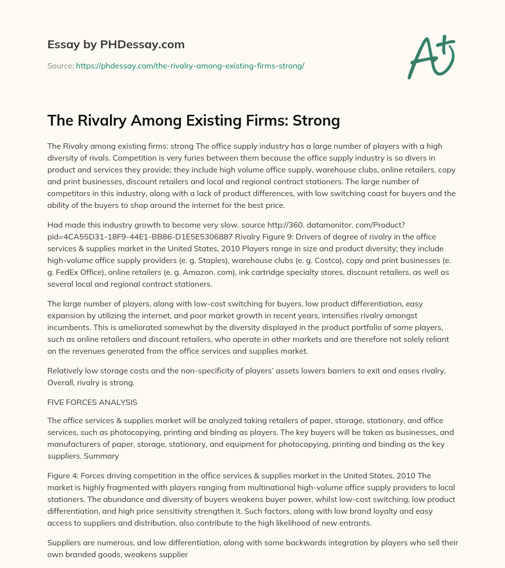 The Rivalry Among Existing Firms: Strong - PHDessay.com