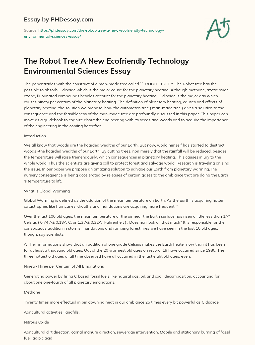 The Robot Tree A New Ecofriendly Technology Environmental Sciences ...