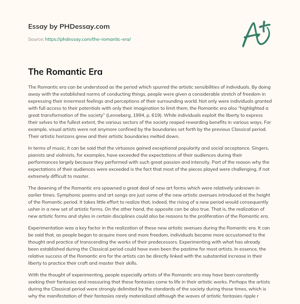 The Romantic Era - PHDessay.com