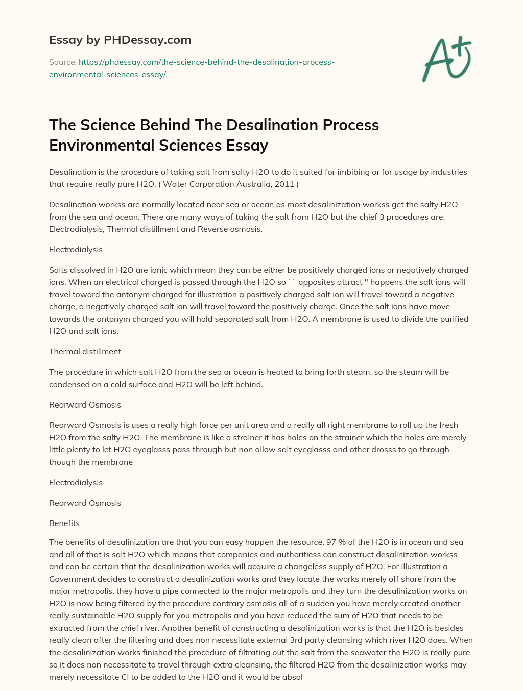 The Science Behind The Desalination Process Environmental Sciences ...