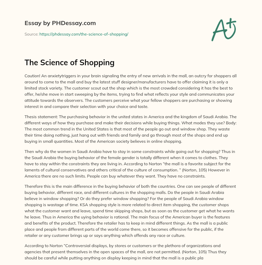 The Science of Shopping - PHDessay.com