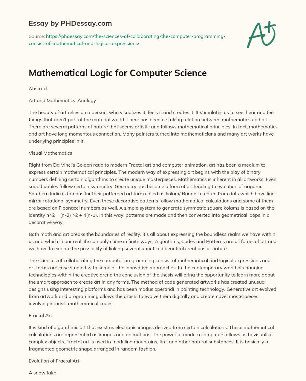 Mathematical Logic for Computer Science - PHDessay.com