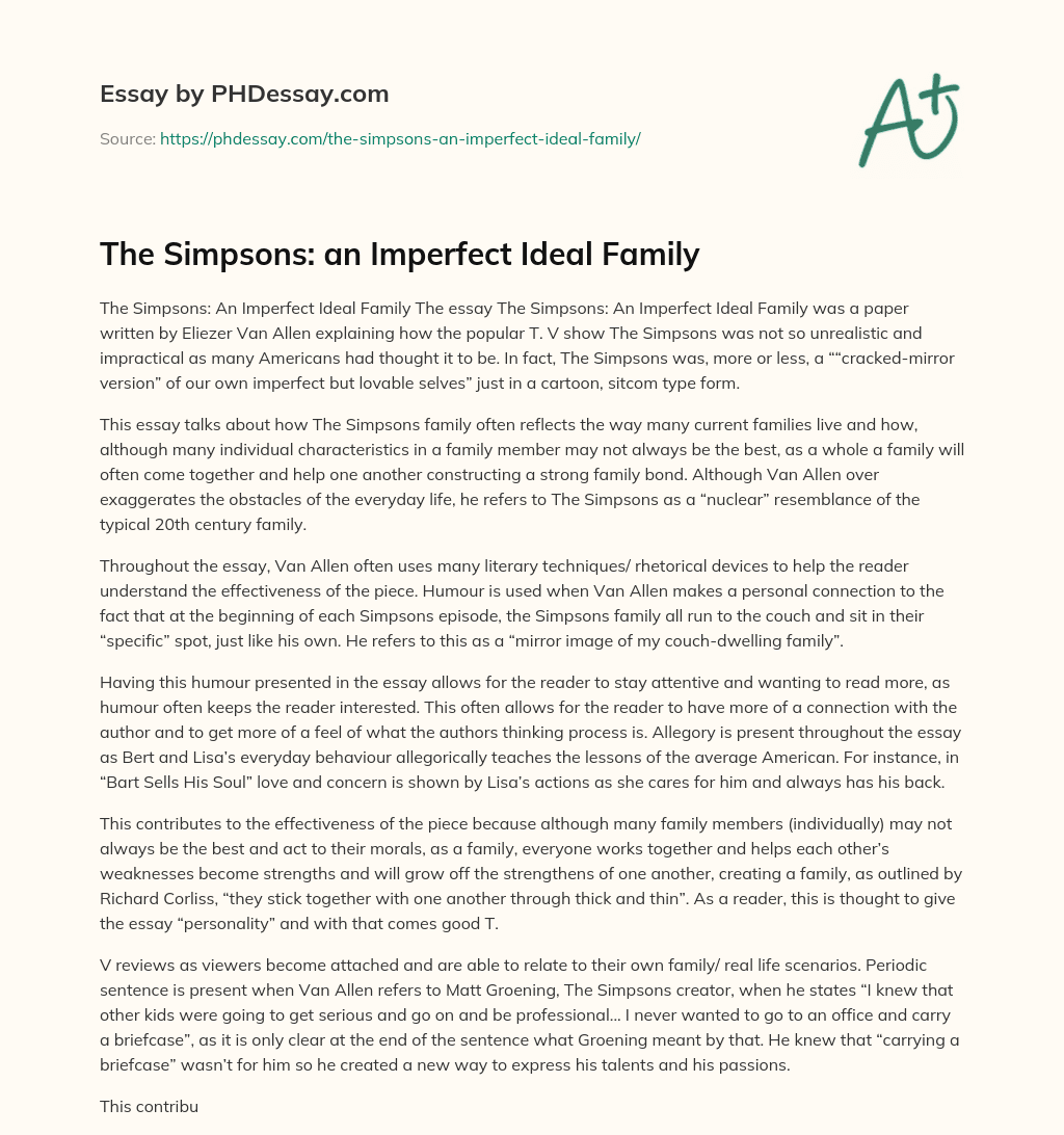 The Simpsons: an Imperfect Ideal Family - PHDessay.com