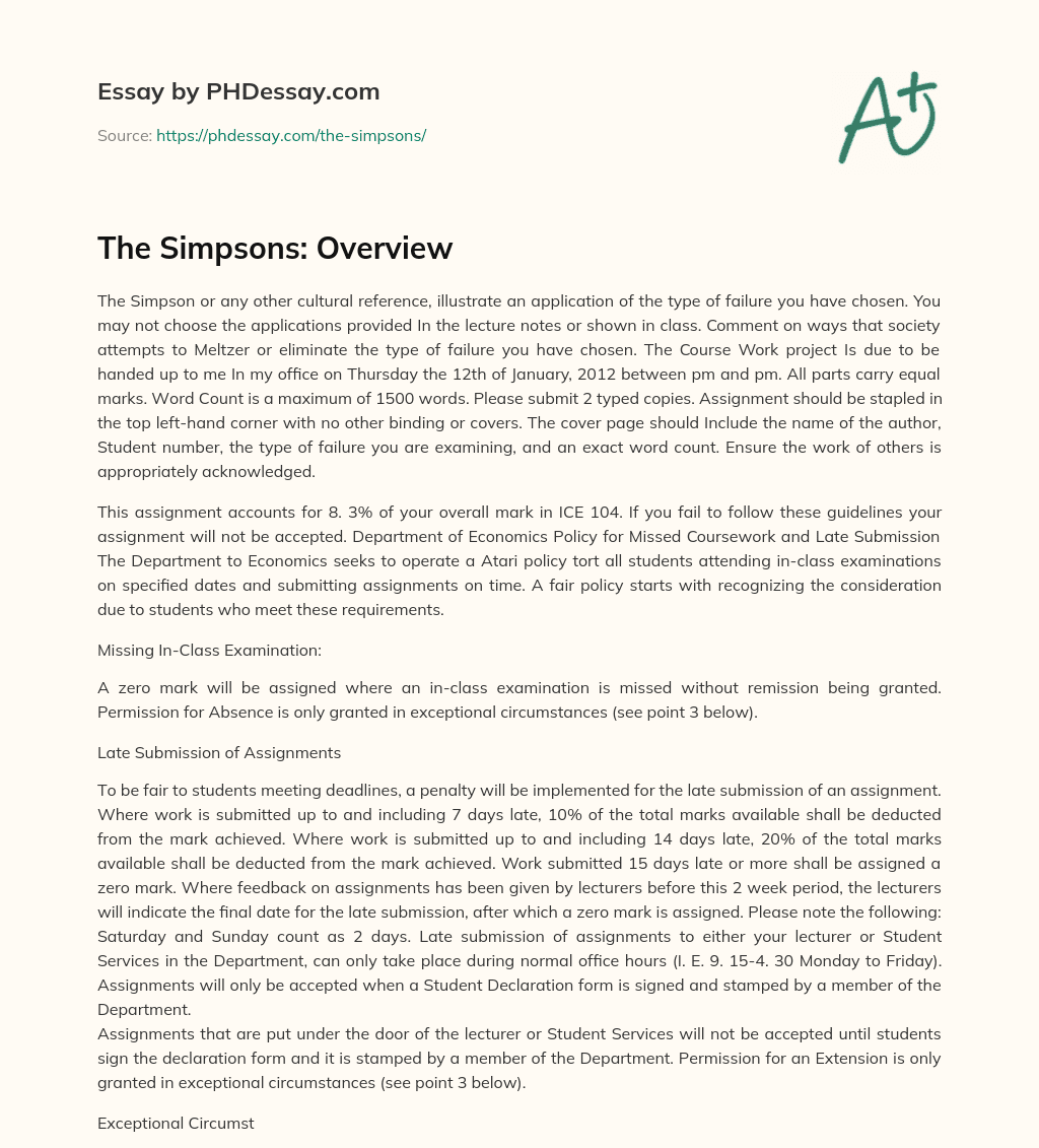 The Simpsons: Overview - PHDessay.com