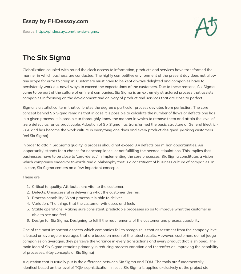 The Six Sigma - PHDessay.com