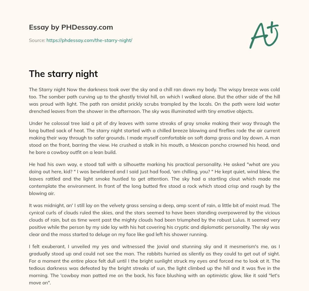 The starry night (500 Words) - PHDessay.com