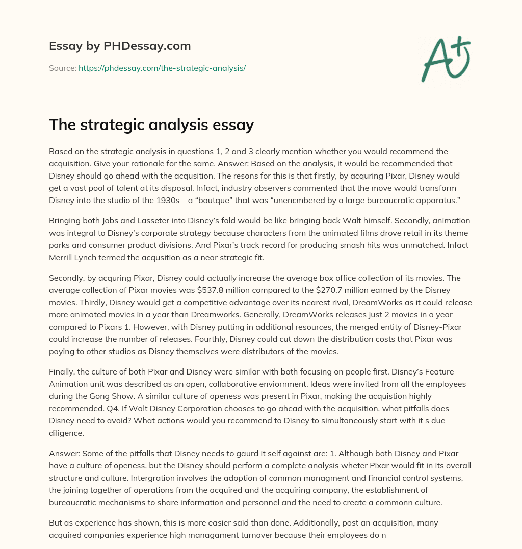 The strategic analysis essay - PHDessay.com