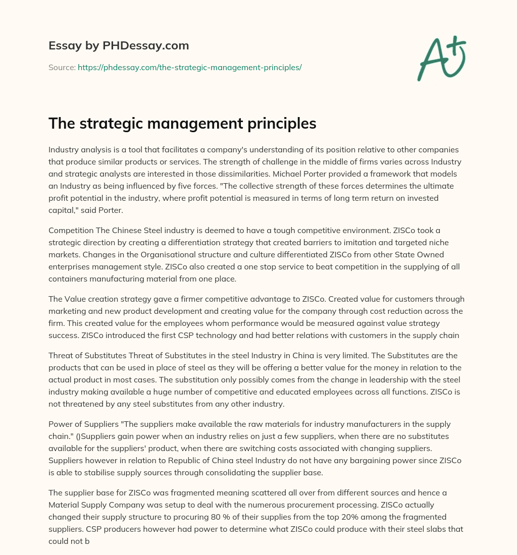 The strategic management principles - PHDessay.com