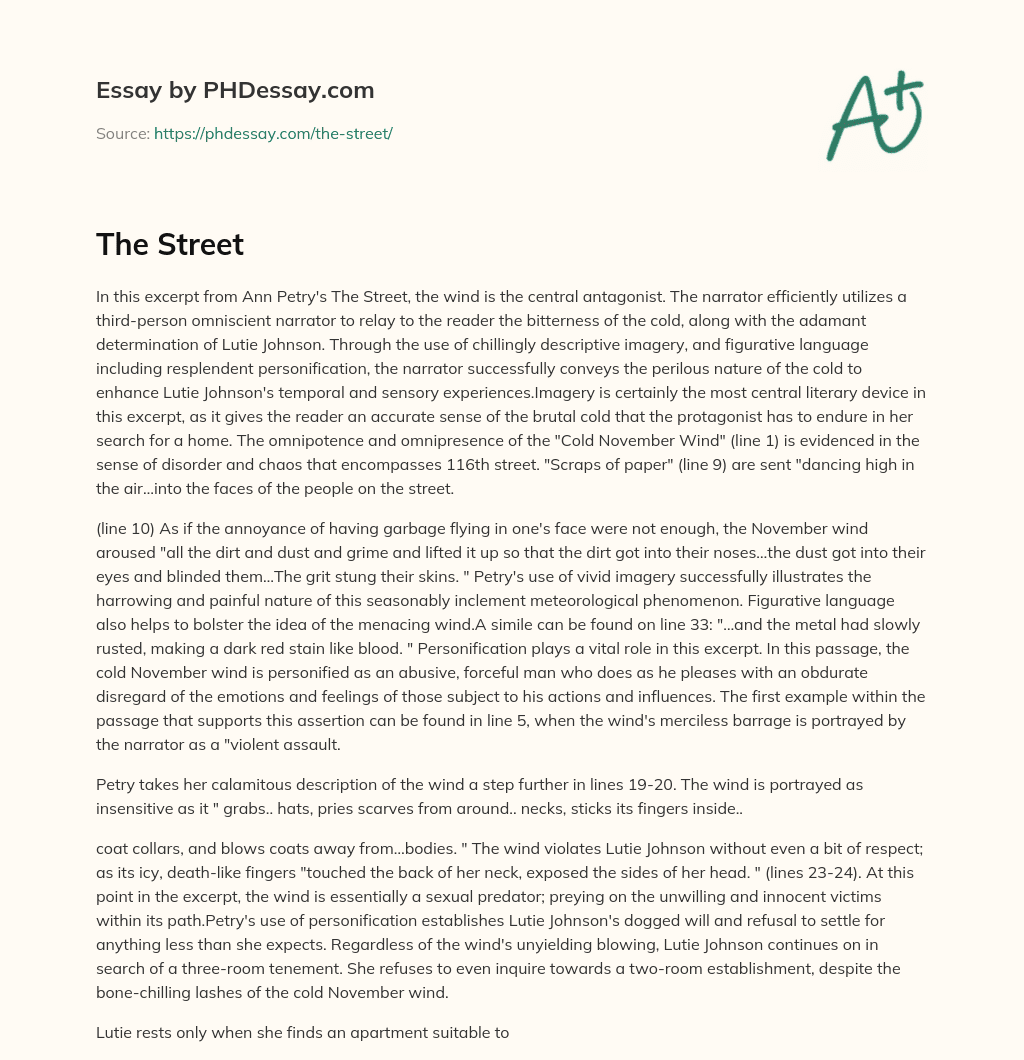 The Street (500 Words) - PHDessay.com