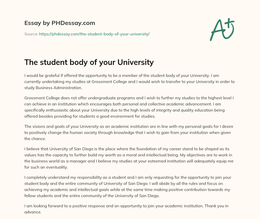 The student body of your University (300 Words) - PHDessay.com