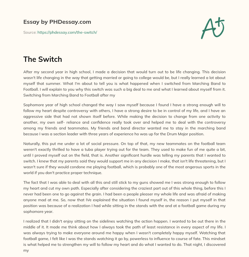 The Switch - PHDessay.com