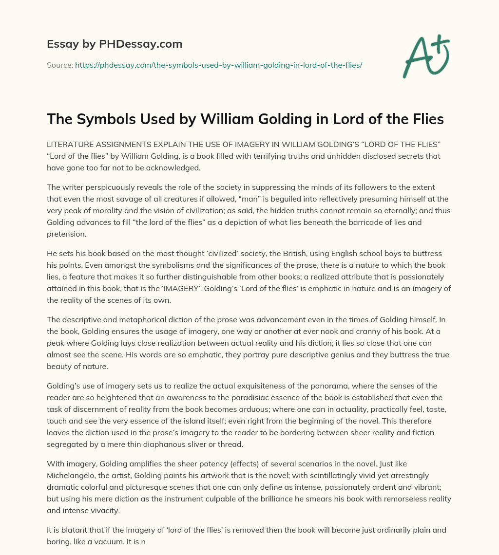 The Symbols Used By William Golding In Lord Of The Flies Definition ...