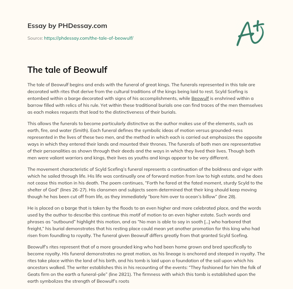 The tale of Beowulf - PHDessay.com
