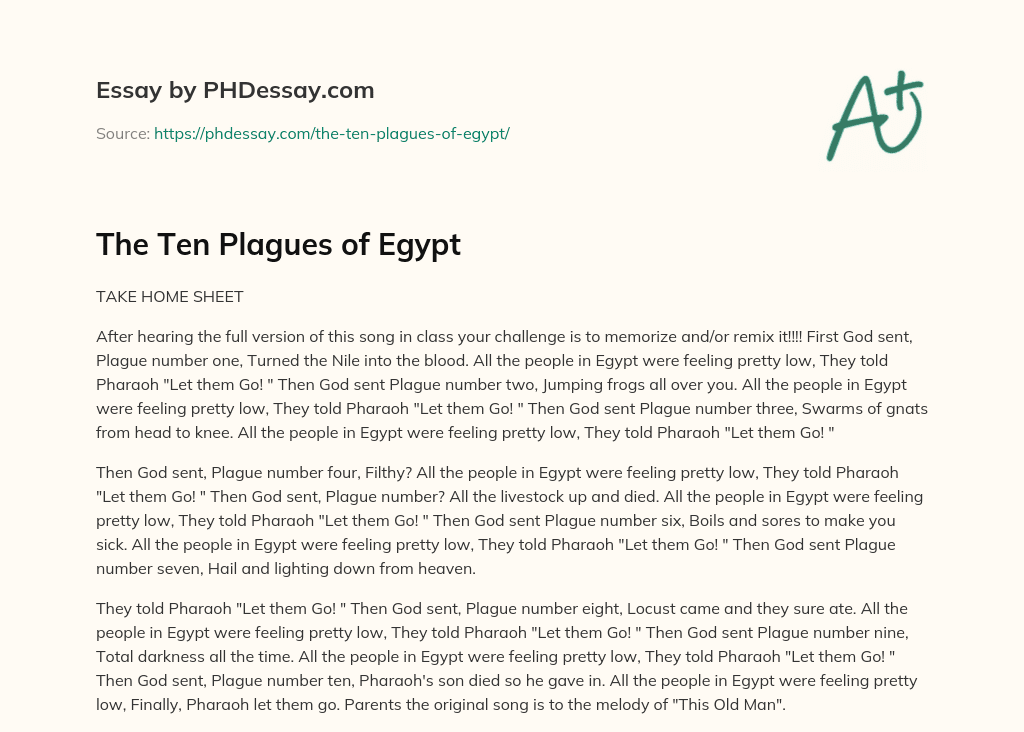 The Ten Plagues of Egypt (300 Words) - PHDessay.com
