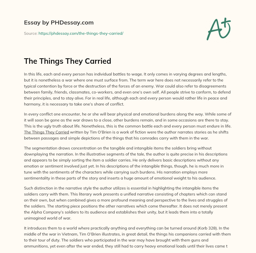 The Things They Carried - PHDessay.com