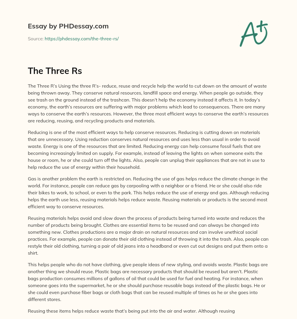 The Three Rs - PHDessay.com