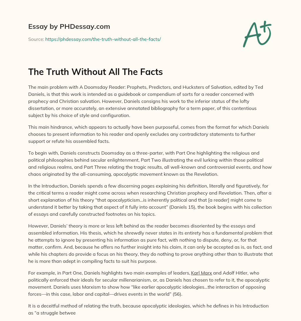 The Truth Without All The Facts - PHDessay.com