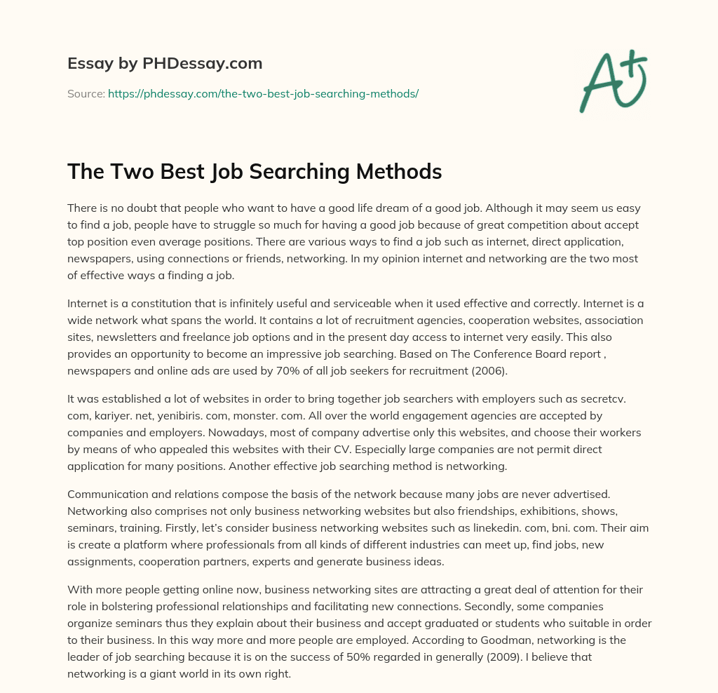 The Two Best Job Searching Methods (400 Words) - PHDessay.com