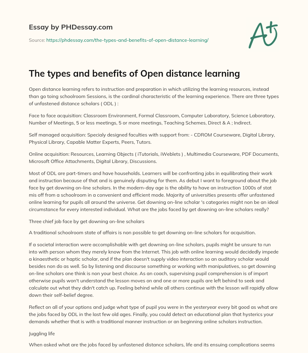 The types and benefits of Open distance learning - PHDessay.com