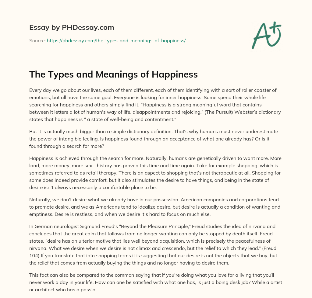 The Types and Meanings of Happiness - PHDessay.com