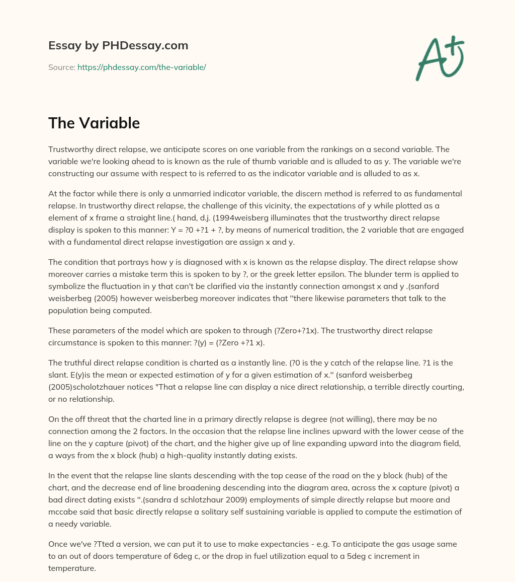 The Variable - PHDessay.com