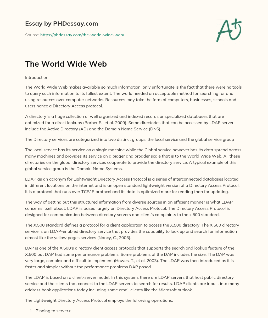 The World Wide Web - PHDessay.com