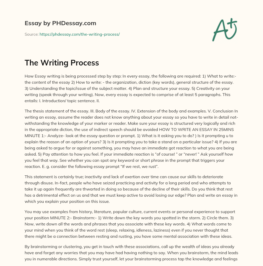 The Writing Process (500 Words) - PHDessay.com