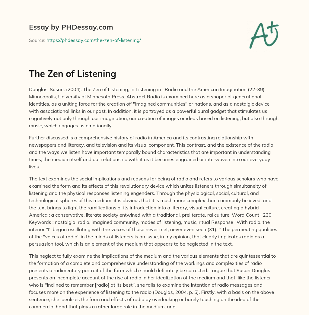 The Zen of Listening - PHDessay.com