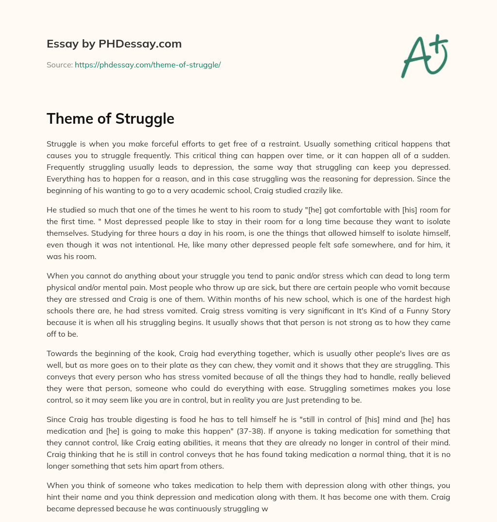 Theme of Struggle (600 Words) - PHDessay.com