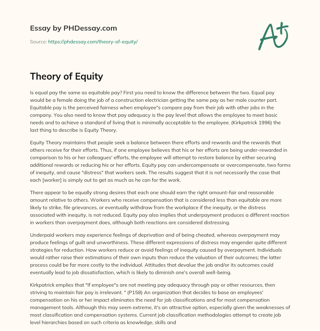 Theory of Equity - PHDessay.com