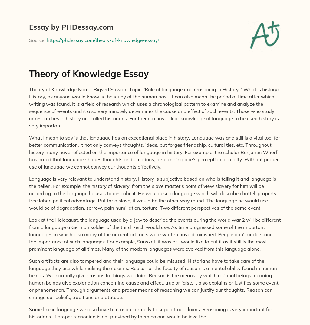 Theory of Knowledge Essay - PHDessay.com