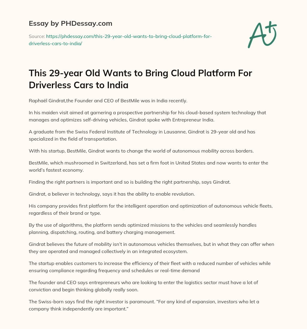 This 29-year Old Wants to Bring Cloud Platform For Driverless Cars to ...