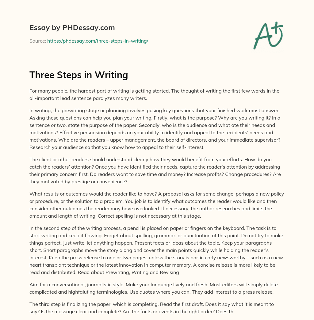 Three Steps in Writing - PHDessay.com