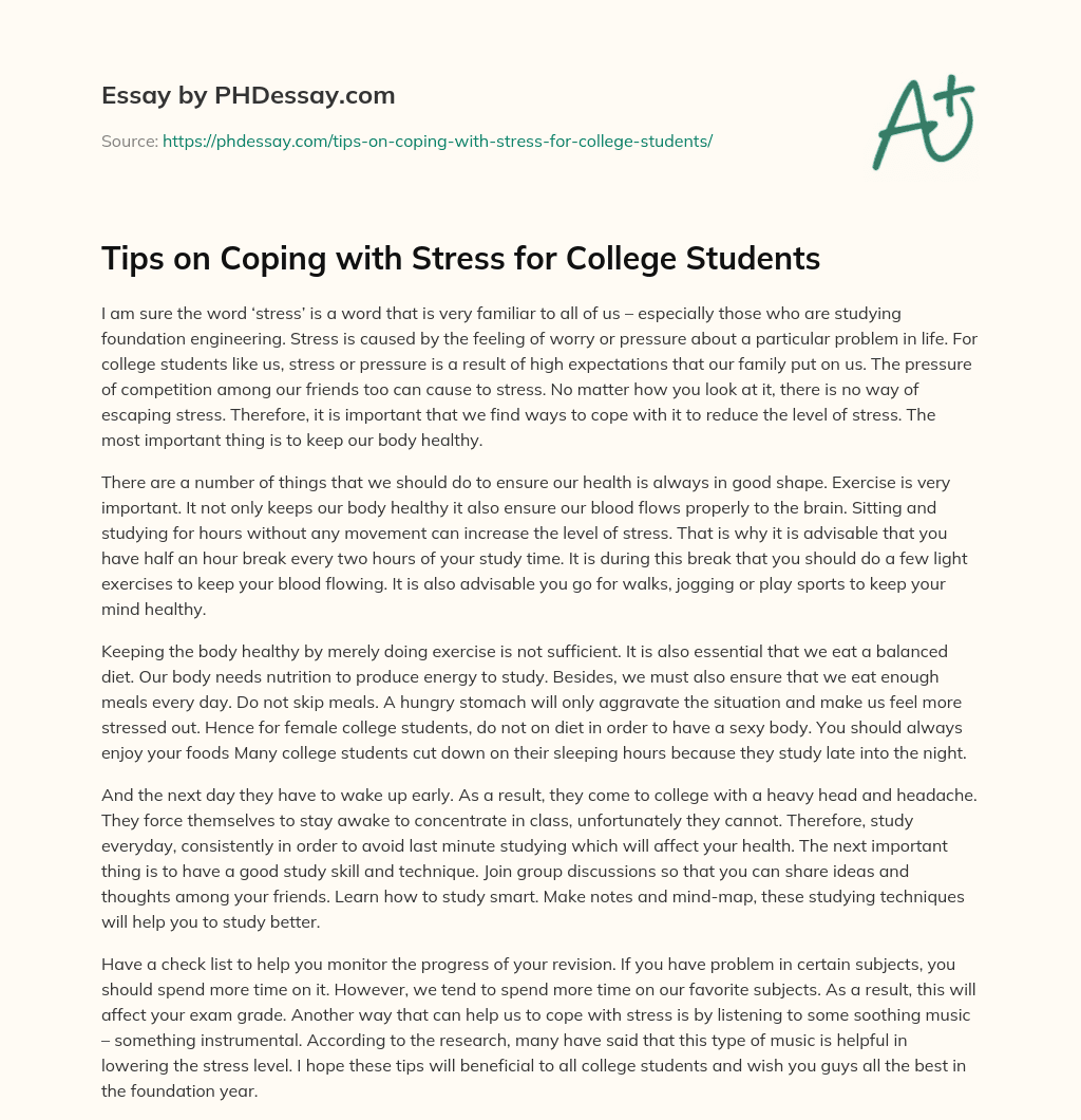 Tips on Coping with Stress for College Students (500 Words) - PHDessay.com