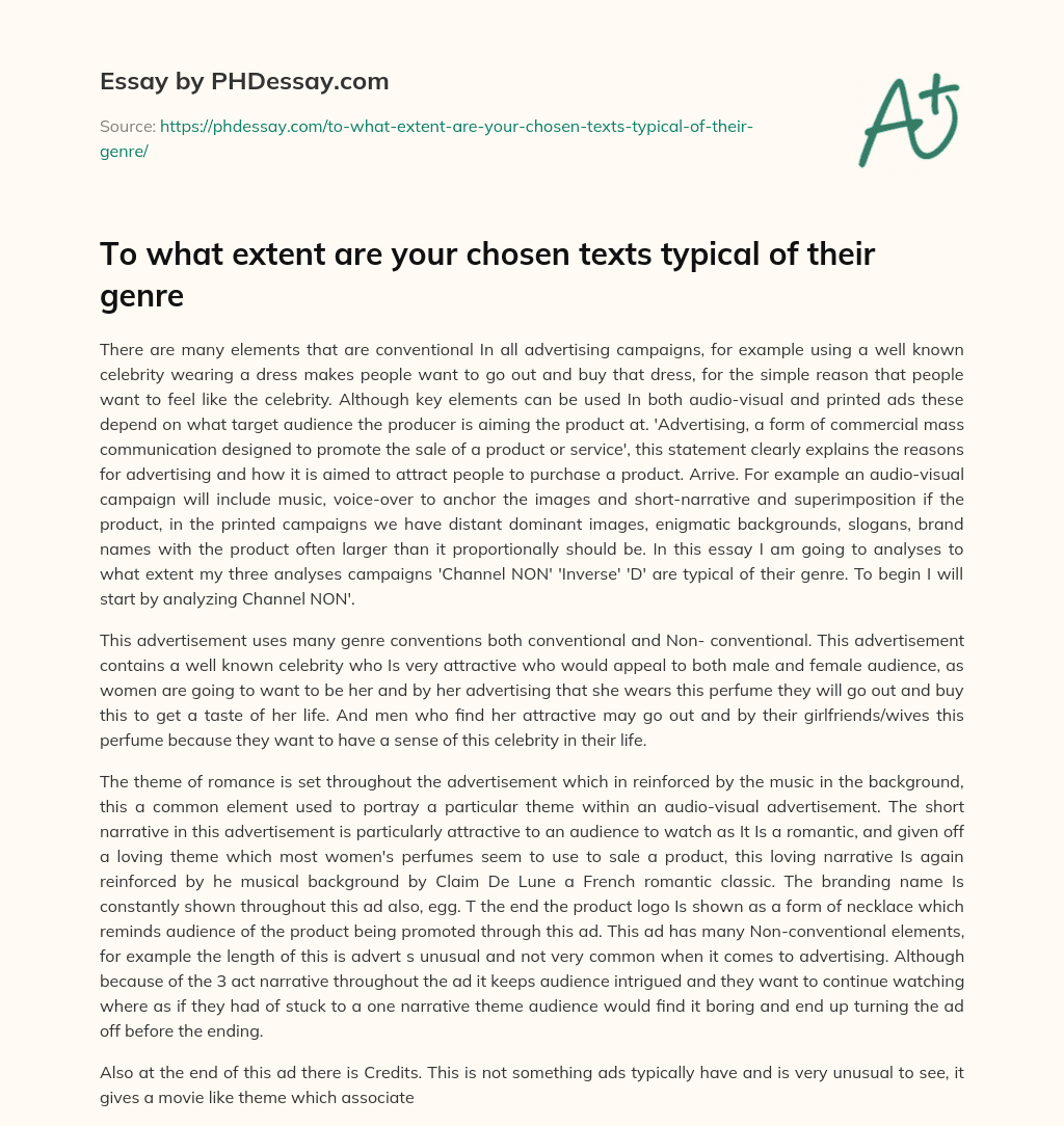 To what extent are your chosen texts typical of their genre - PHDessay.com